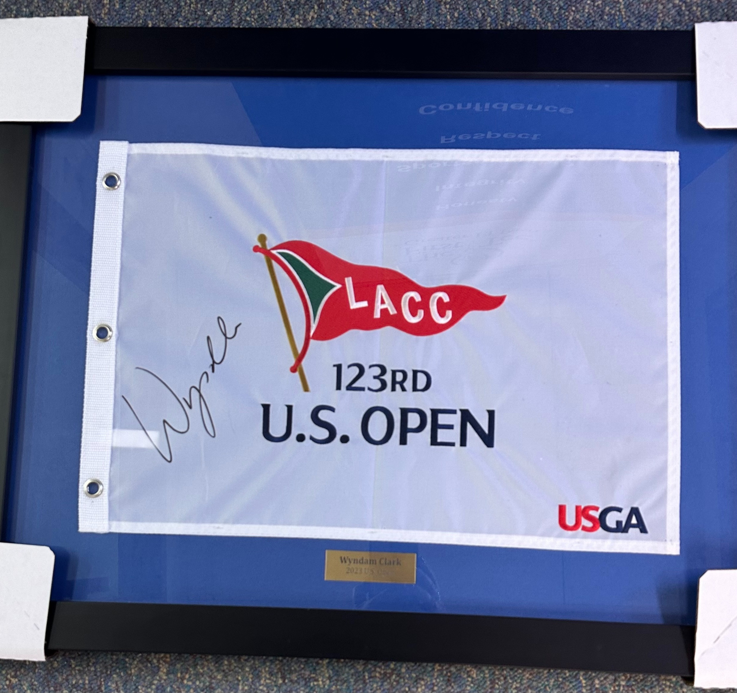 2023 US Open Flag signed by Wyndam Clark